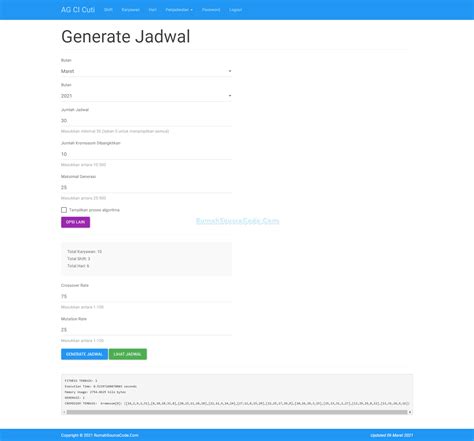 Algoritma Genetika Jadwal Karyawan Codeigniter TugasAkhir Id