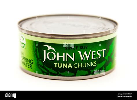 Tinned Tuna Chunks Tin John West Product Logo Cutout Cut Out White