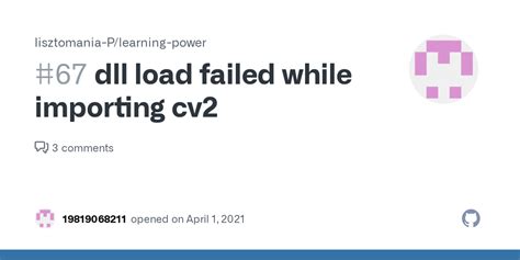 Dll Load Failed While Importing Cv2 · Issue 67 · Lisztomania P