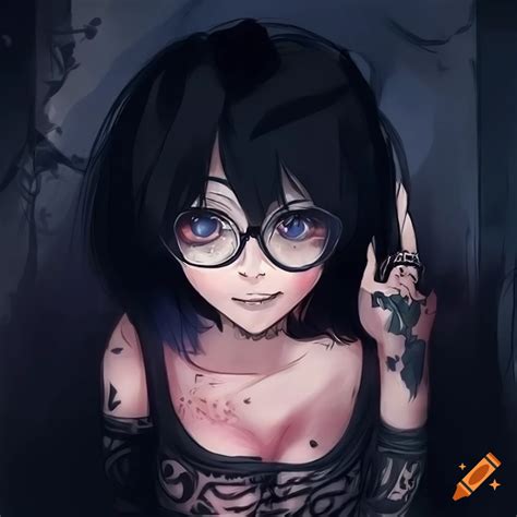 Anime Girl With Black Glasses Smoking A Cigarette On Craiyon