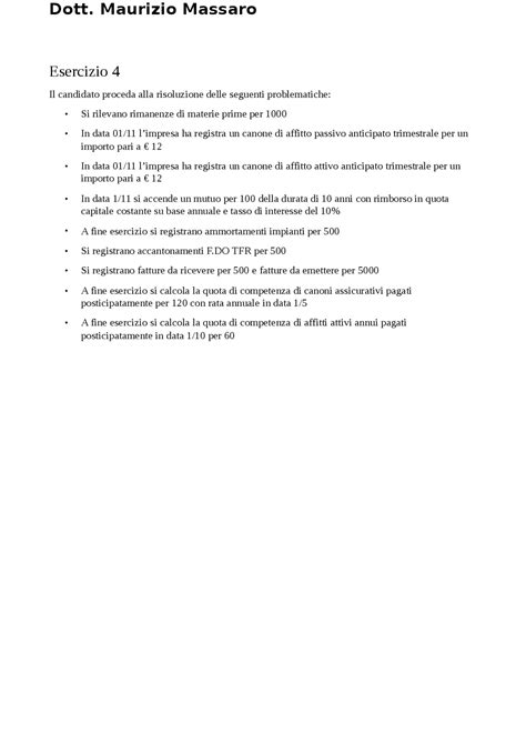 Economia Aziendale Esercizi Docsity