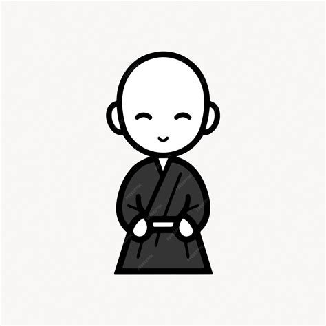 Cute Monk Cartoon Character Illustration Premium Ai Generated Vector