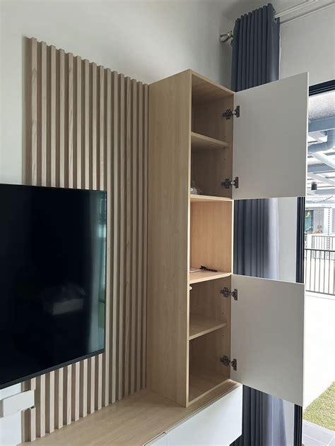 บิวท์อินชั้นวางทีวี งบไม่เกิน 10k 😍 แกลเลอรีที่โพสต์โดย M🍪rk ☁️ Lemon8