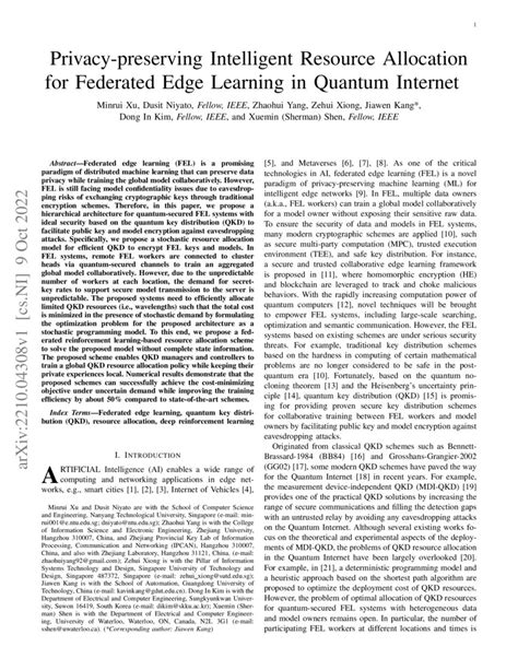 Privacy Preserving Intelligent Resource Allocation For Federated Edge