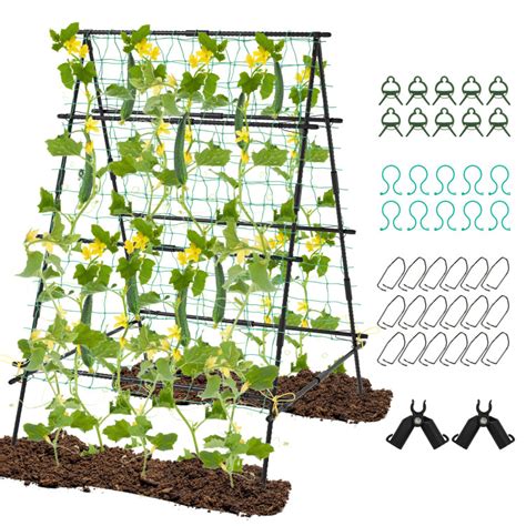 A Frame Garden Cucumber Trellis With Netting For Climbing Plants