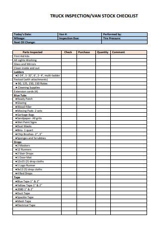 Sample Truck Inspection Checklist In Pdf Google Docs Apple Pages