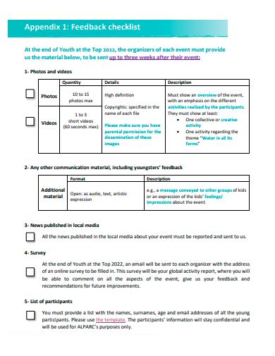 Free 25 Feedback Checklist Samples In Pdf Ms Word