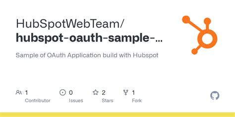 GitHub HubSpotWebTeam Hubspot Oauth Sample App Sample Of OAuth Application Build With Hubspot