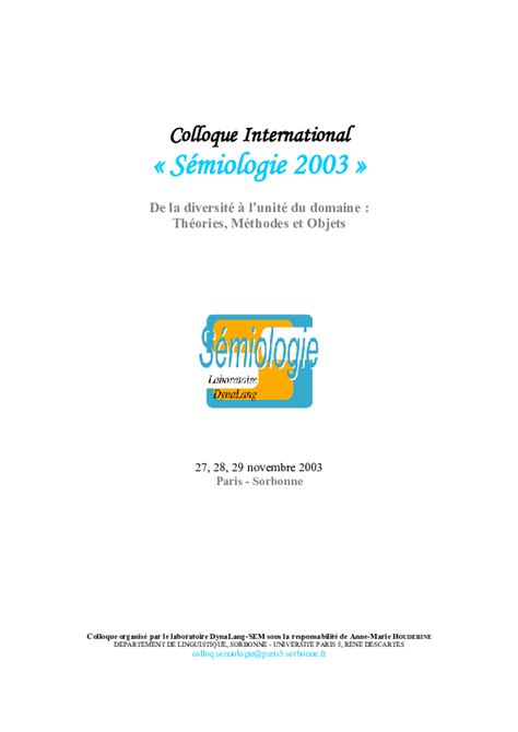 Pdf La Sémiologie Et Son Double De Barthes à La Pragmatique