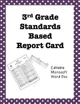 3rd Grade Standards Based Report Card By CoreCharts TPT