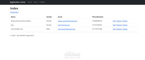 Mvc Web App With Crud Opertations مستقل
