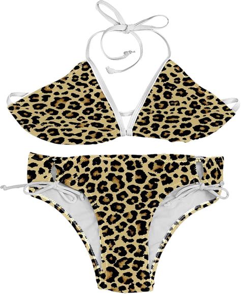 Bikinis Leopard Skin Print Bikini Swimsuit For Women Two