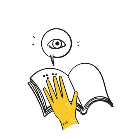 Hand Drawn Doodle Hand With Eyes Symbol For World Braille Day