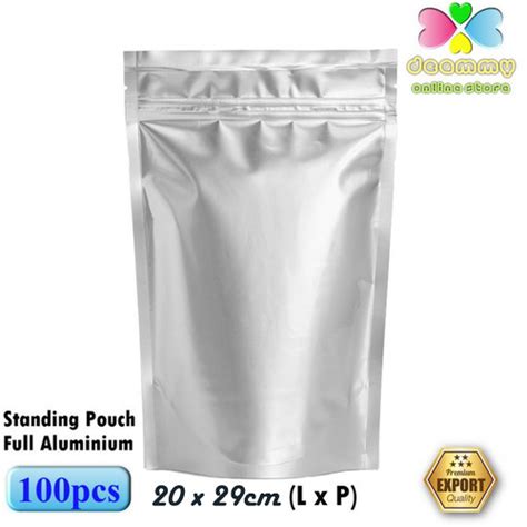 Jual Standing Pouch Full Aluminium Foil Super Silver 20x29 Kemasan Bubuk Jakarta Barat