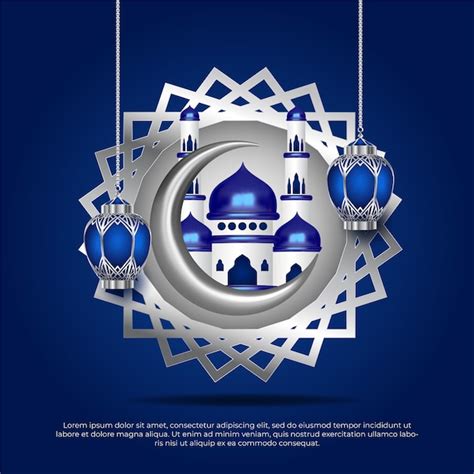 Schöner Islamischer Eid Al Adha Gruß Mit Hängendem Lampenmond Und