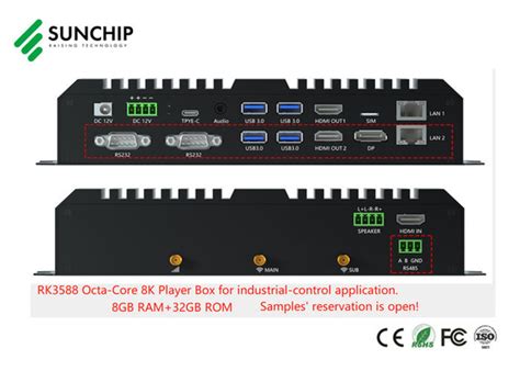 8k Android 12 Rk3588 8 Core 6t Aiot Edge Computing Device Rs232 Rs485 Wifi 5 Dual Ethernet Media