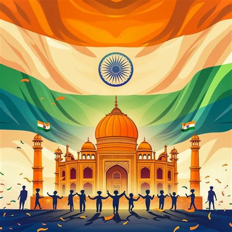 Indian Flag Having Ashoka Chakra Waving In Sky Premium Ai Generated Image