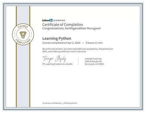 Certificate Of Completion Learning Python Ppt