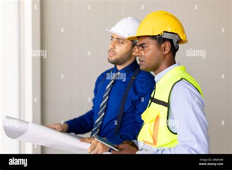 Engineer Builder Team Working With Architect Designer Work Inspect