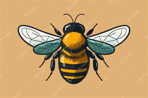 Flying Honey Bee Bumblebee Character Logo Mascota Flat Vector Vector