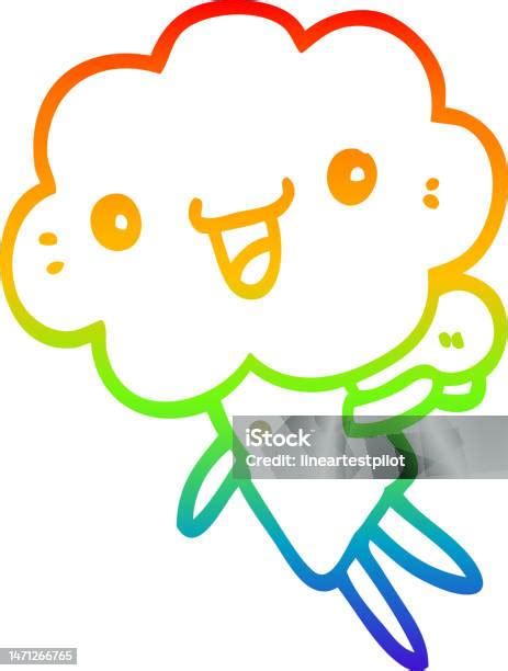 만화 구름 머리 생물의 무지개 그라데이션 선 그리기 구름에 대한 스톡 벡터 아트 및 기타 이미지 구름 귀여운 그라데이션