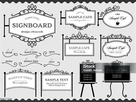 Vintage Frames Set Of Classic Signboard Stock Illustration Download