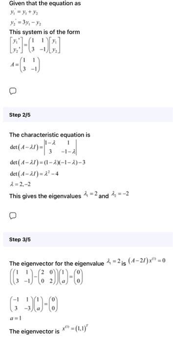 Solved Given That The Equation As Y1′y1y2y2∗3y1−y2 This