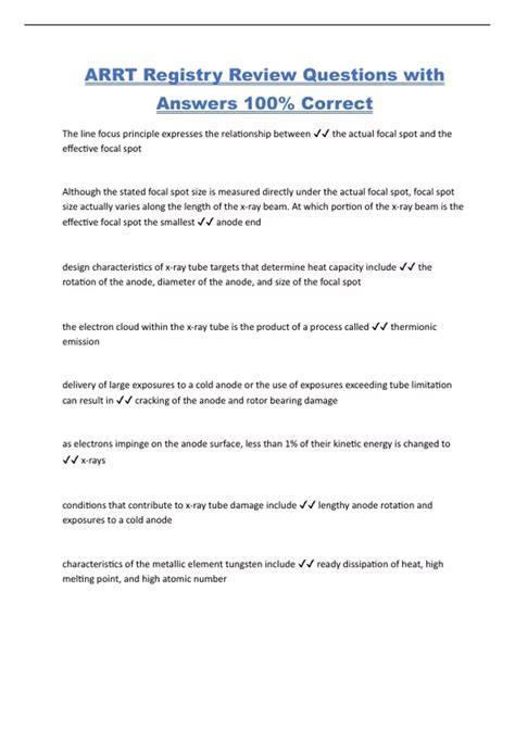 Arrt Registry Review Questions With Answers 100 Correct Arrt Stuvia Us