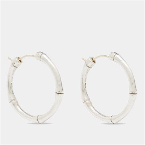 Gucci Bamboo Sterling Silver Hoop Earrings Gucci The Luxury Closet
