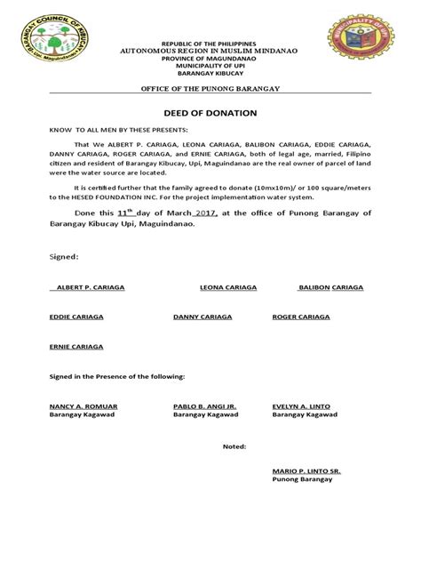 Deed Of Donation Deped Template Samlple Porn Sex Pict