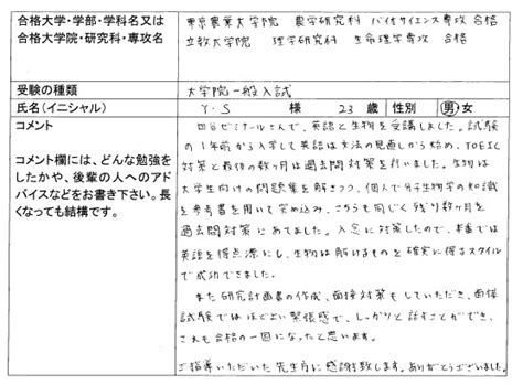 2019 立教大学大学院 理学研究科 合格｜大学院入試｜合格体験記｜四谷ゼミナール