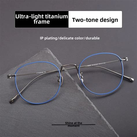 Ultra Light Pure Titanium Eyeglass Frame Round Lens Mens 80856 Dual
