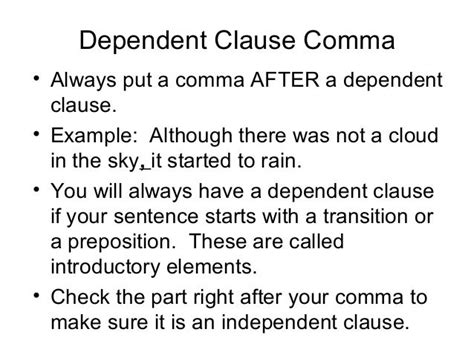 Dependent Clause Comma Practice 9 17 1