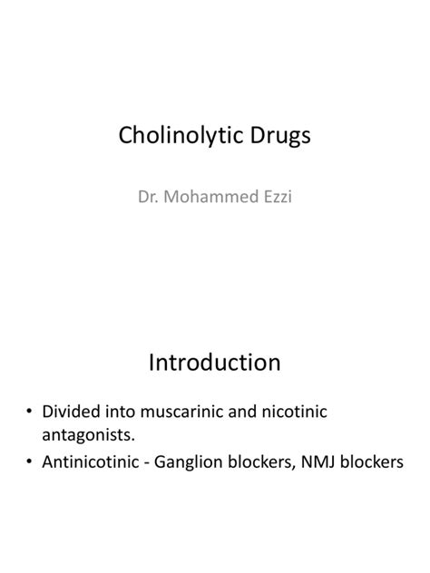 Cholinolytic Drugs Pdf Neurochemistry Drugs