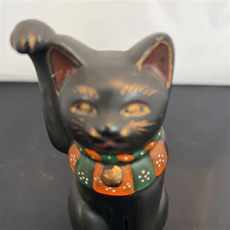 Yahoo オークション 招き猫 黒猫 磁器 時代物