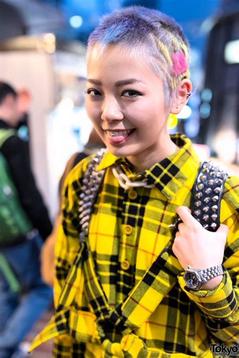 Kaoru In Shibuya W Colorful Shaved Hair Jimsinn Harness Top And Glad