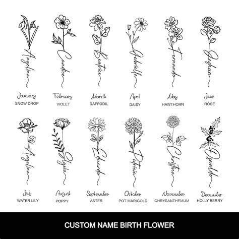 Birth Month Flower Tattoo Birth Month Flower Svg Birthday Tattoo