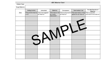 ABC Behavior Chart By Rachel Bloss Coaching TPT