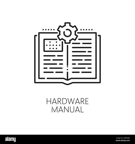 Hardware Manual Icon For Computer Pc Instruction Guide Book Vector Line Symbol Pc Or Laptop