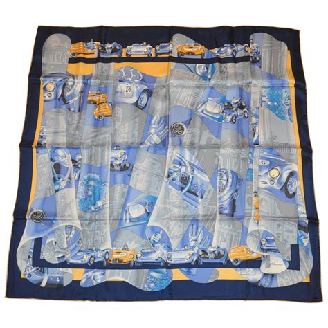 Chopard Silk Jacquard Formula Cars Mille Miglia Scarf For Sale At