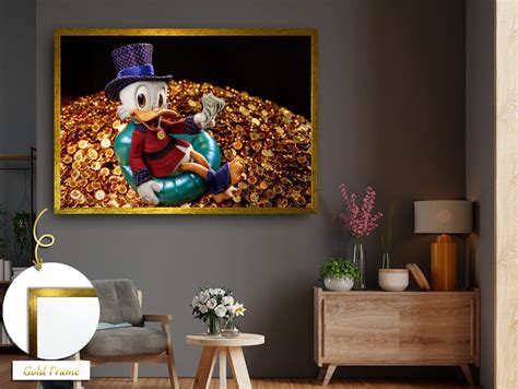 Scrooge Mcduck Pop Art Money Canvas Mural Art Print Duck Pop Art Comic Canvas Cartoon Wall