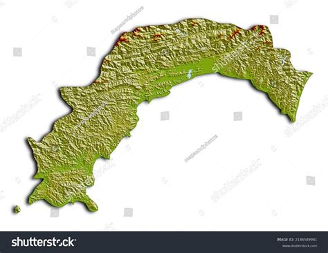 Kochi Prefecture Japan Map Shaded Relief Stock Illustration 2186589981