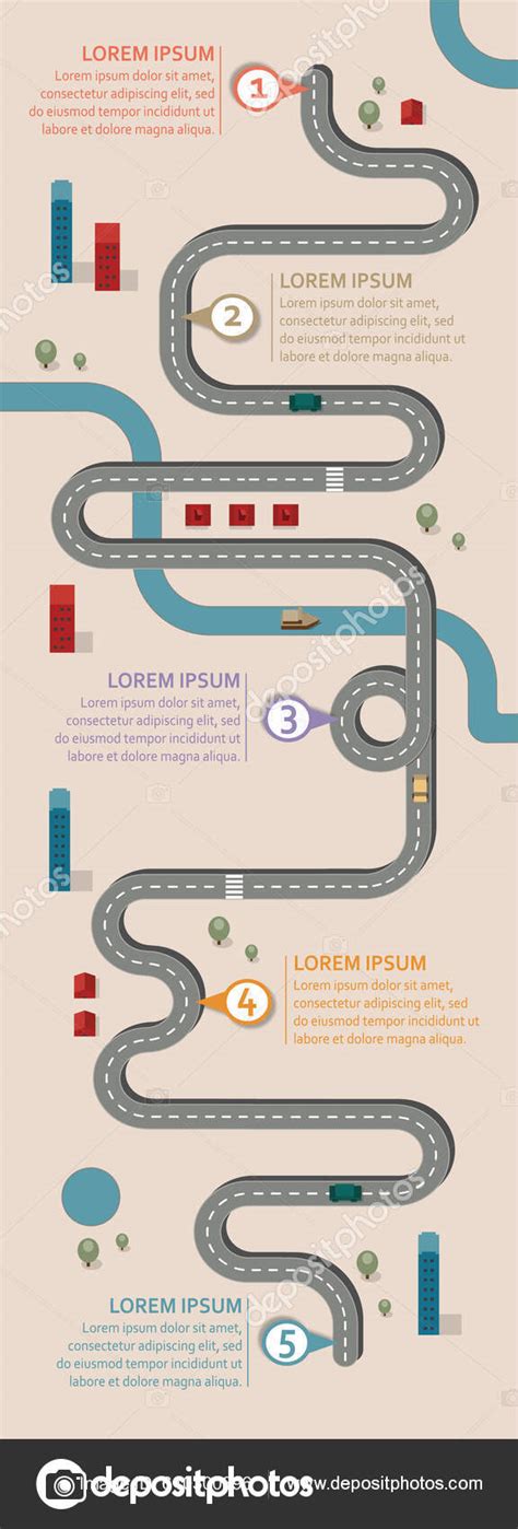 Pastel Coloured Business Workflow Roadmap Infographic Flat Lay Style Background Stock Vector By