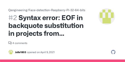 Syntax Error EOF In Backquote Substitution In Projects From