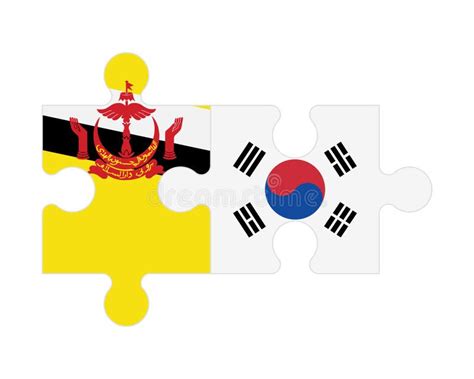 Puzzle Of Flags Of Brunei And South Korea Vector Stock Vector