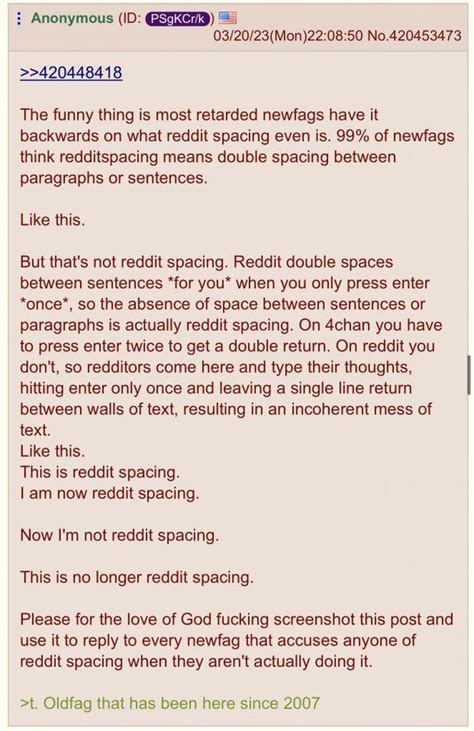 Anon Explains Reddit Spacing R Greentext
