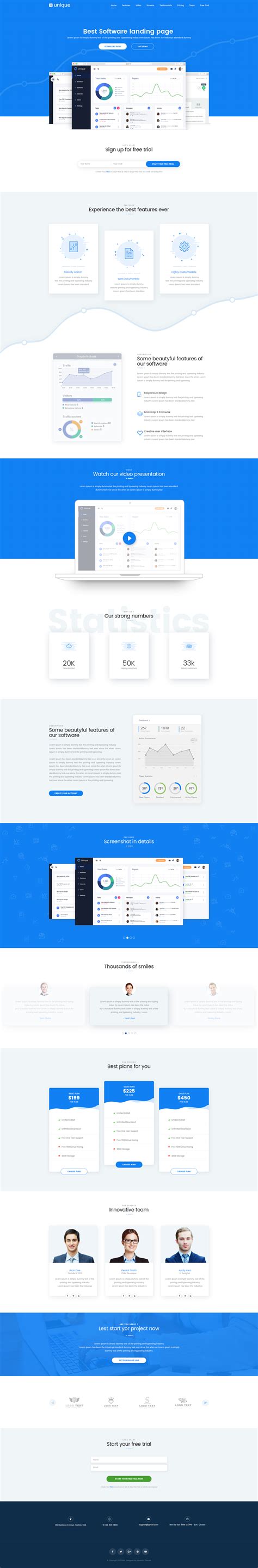 unique software landing page html template by kalanidhithemes