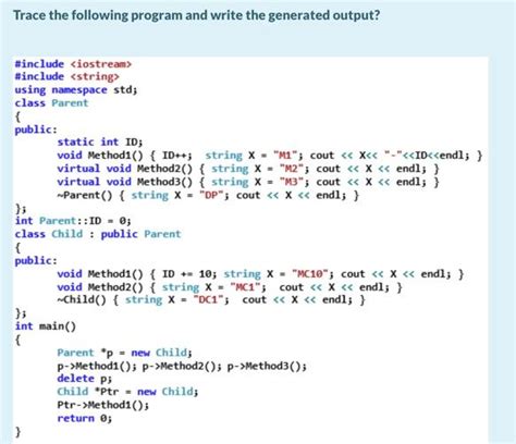 Solved Trace The Following Program And Write The Generated Chegg
