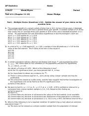 AP Statistics Test 11 Chapter 11 12 2007 2008 Doc AP Statistics 2 28 07 Wood Myers Test
