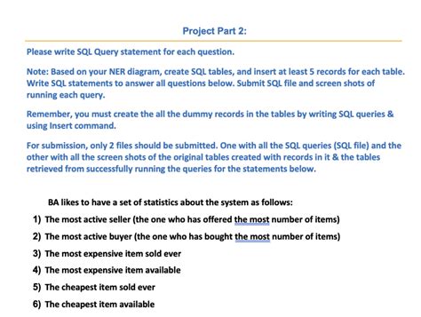 Solved Project Part 2 Please Write Sql Query Statement For